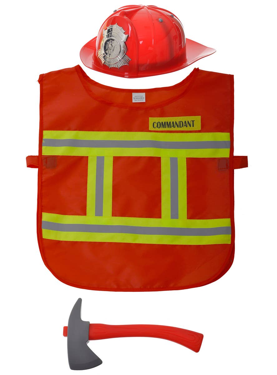 Kids Fire Fighter Vest and Helmet Set | Fire Commandant Set for Kids