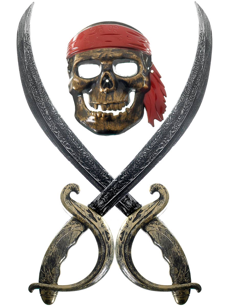 Kids Pirate Skull Costume Accessory Set | Skull Mask & Swords for Kids