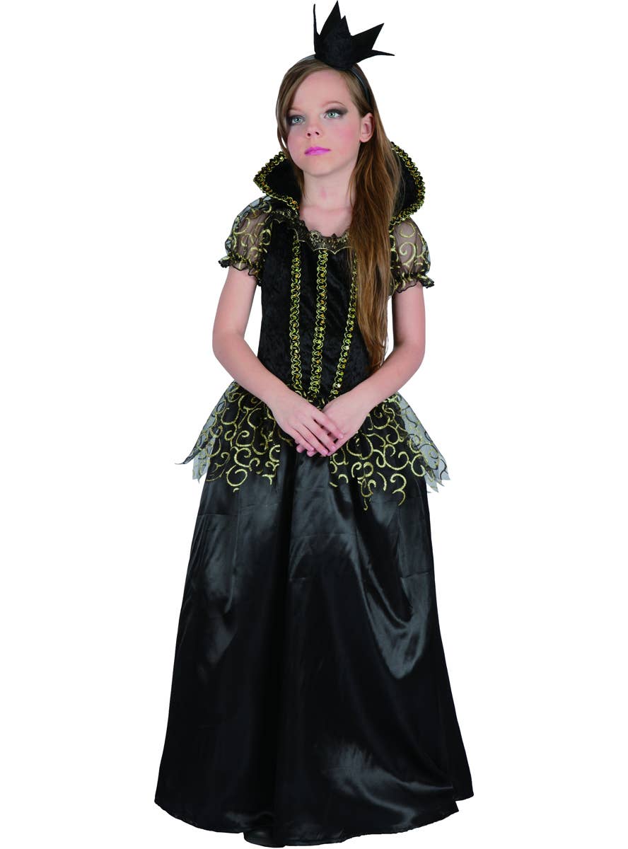 Black and Gold Girls Evil Queen Costume | Halloween Costume for Girls