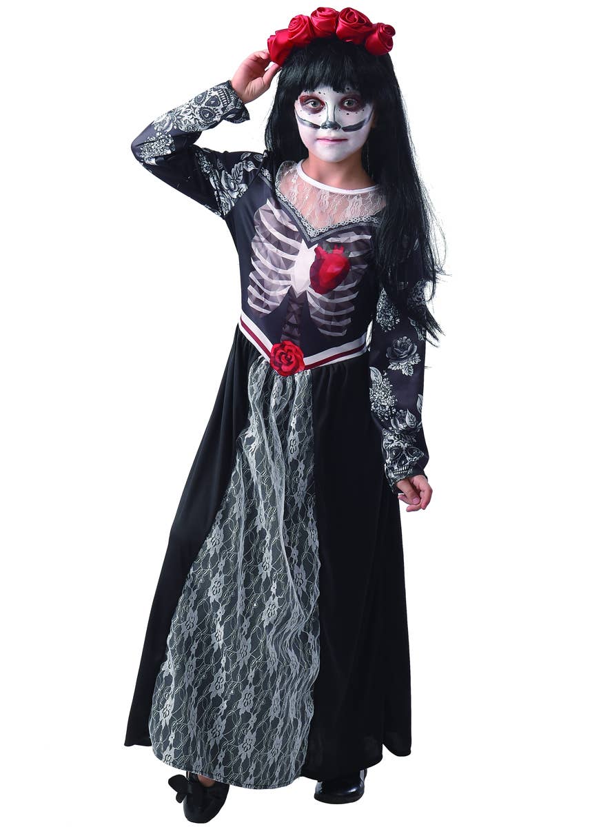 Day of the Dead Girls Costume | Girls Sugar Skull Halloween Costume