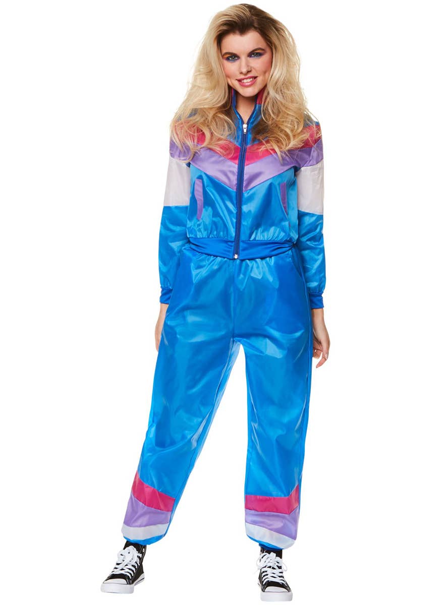 Womens 80s Tracksuit Costume | Blue Shell Suit 80s Party Costume