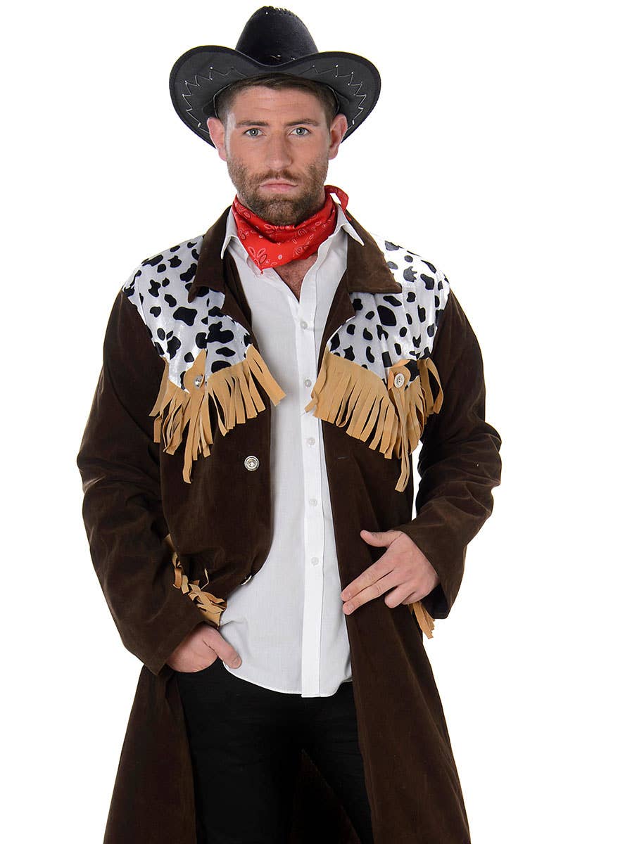 Brown Faux Suede Western Rodeo Dress Up | Mens Texan Cowboy Costume