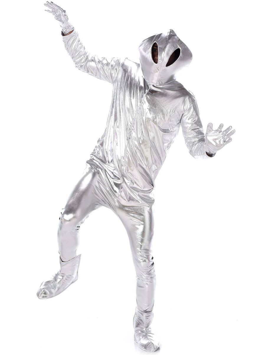 Adults Silver Alien Costume | Silver Space Alien Mens Costume