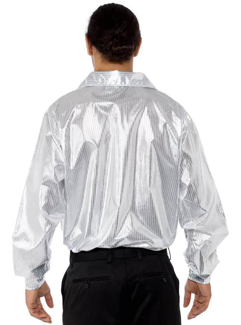 Metallic Silver Disco Dress Up Shirt | 70s Mens Disco Costume Top