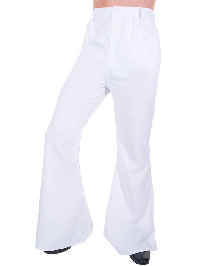 Mens White 70s Pants | Bell Bottom Flared 70s Costume Trousers