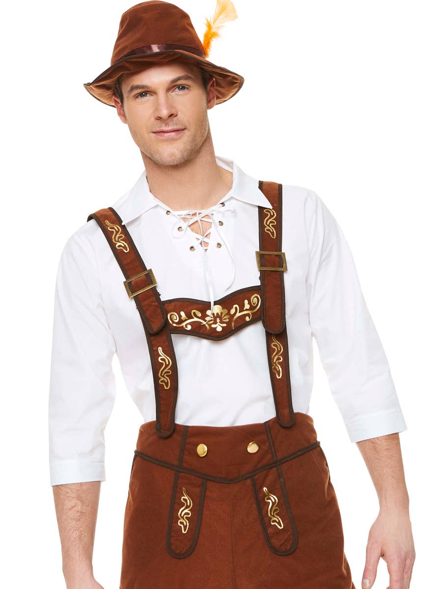 Mens Brown Lederhosen Costume | Bavarian Man Oktoberfest Costume