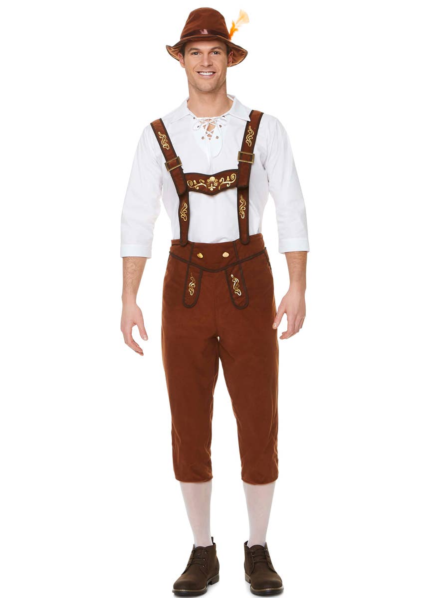 Mens Brown Lederhosen Costume | Bavarian Man Oktoberfest Costume