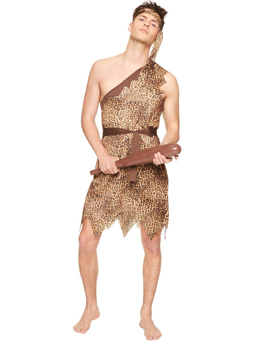 Mens Caveman Costume | Leopard Print Cave Man Costume