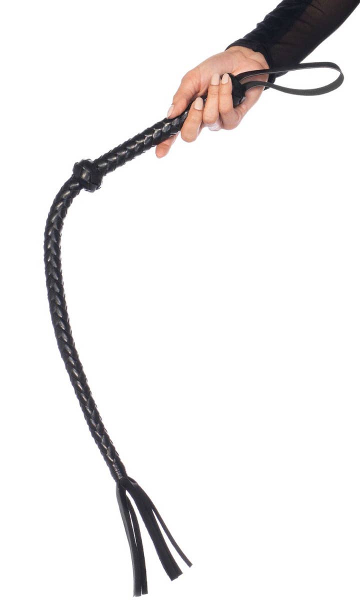 Short Black Whip Costume Accessory | Sexy Black Leather Whip