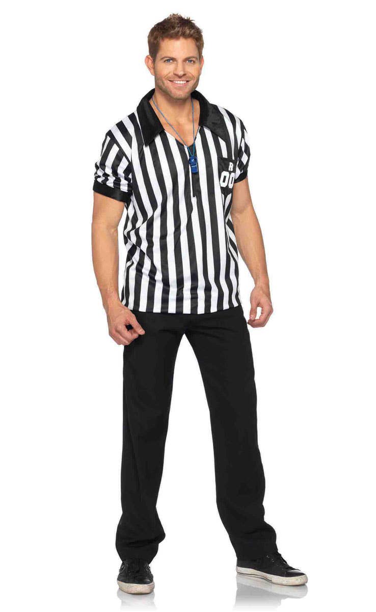 Black and White Striped Referee Costume | Mens Sports Umpire Outfit