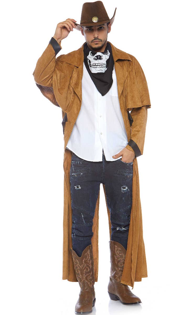 Tan Faux Suede Sheriff Costume Jacket | Western Mens Cowboy Outfit