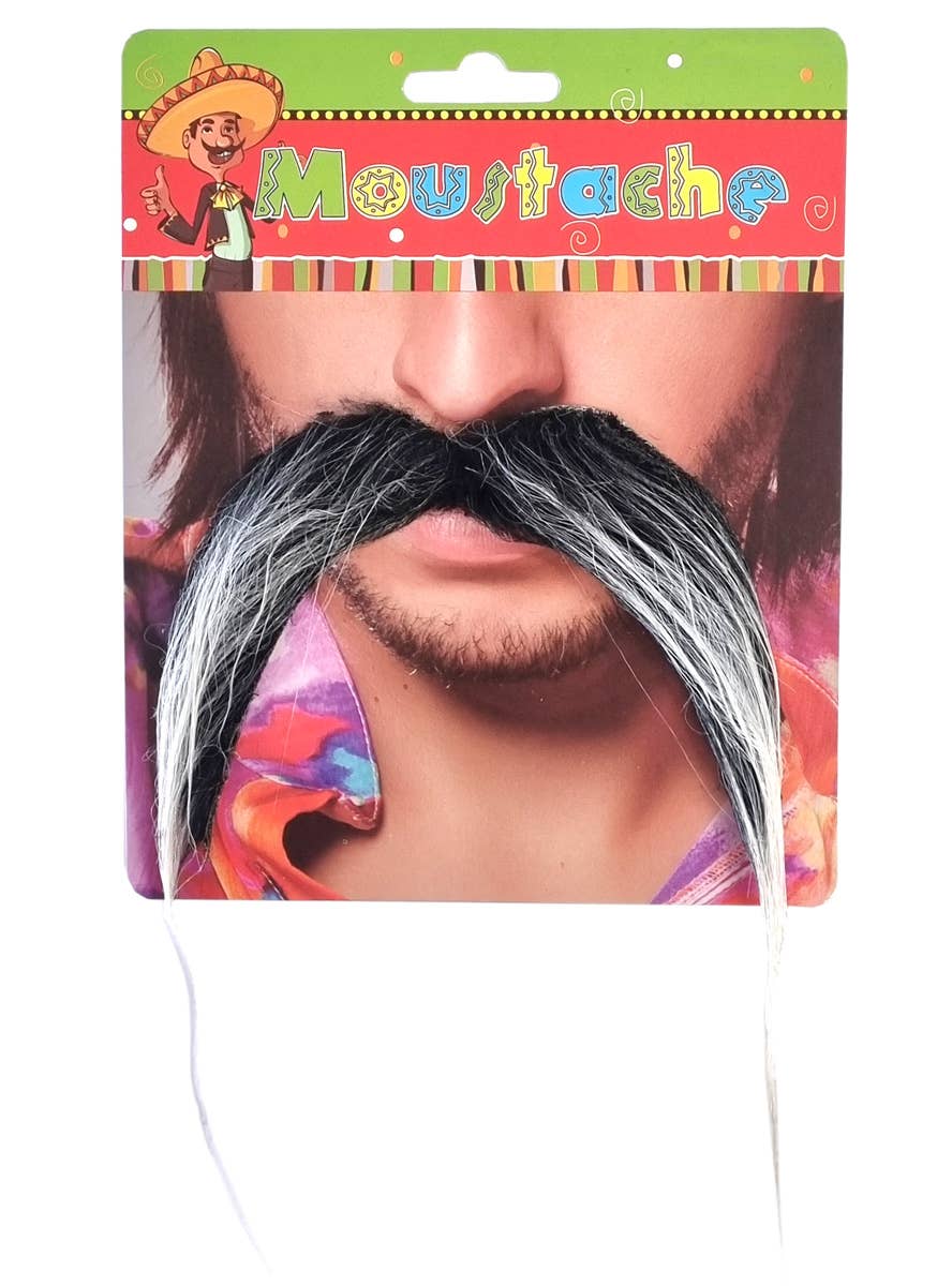 Black and White Self Adhesive Handlebar Moustache