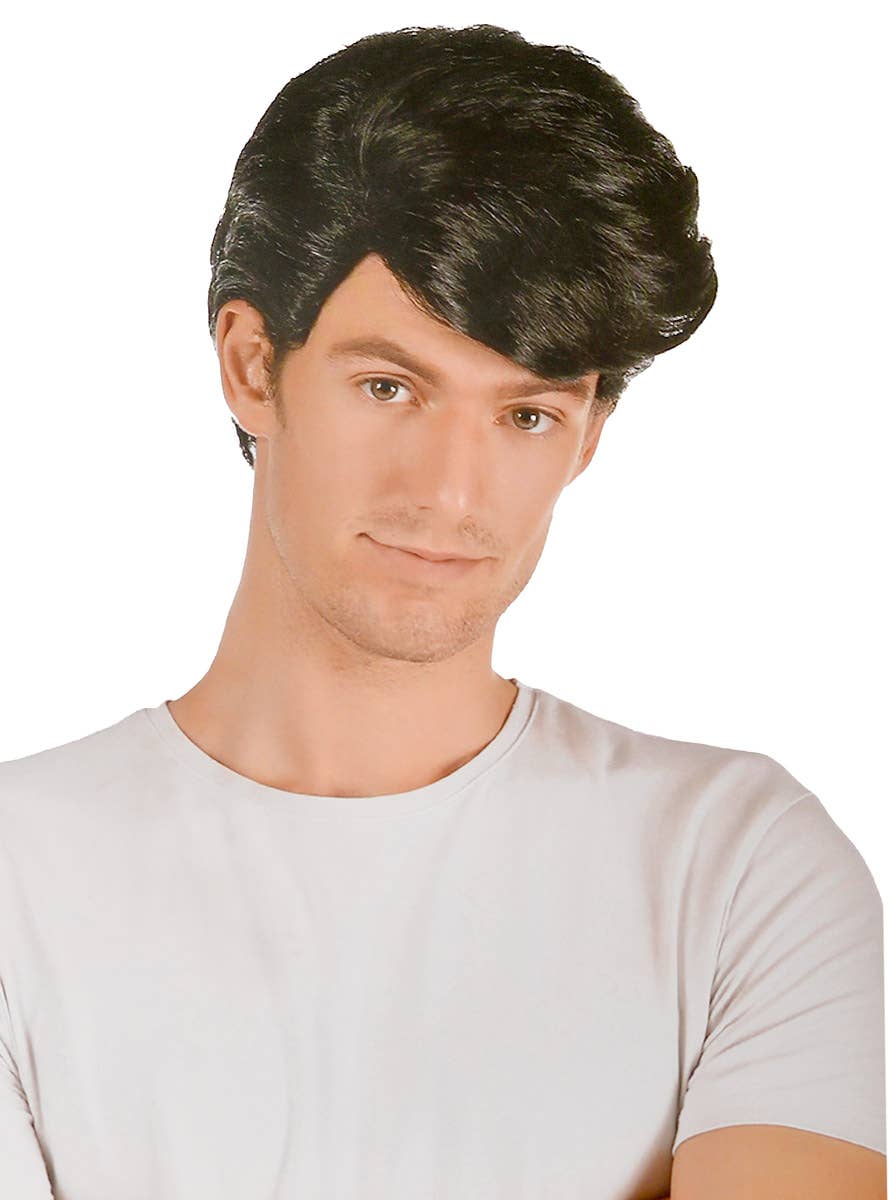 Danny Zuko Black Grease Costume Wig | 1950s Style Mens Party Wig