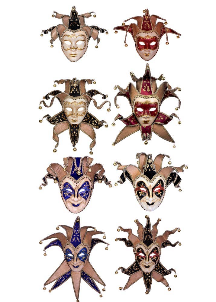 Deluxe Full Face Jester Blue Masquerade Mask