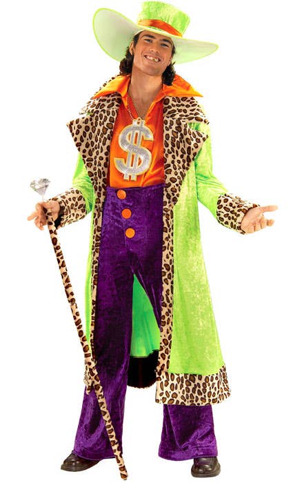 Green Mac Daddy Gangster Costume | Mens Plus Size Pimp Dress Up