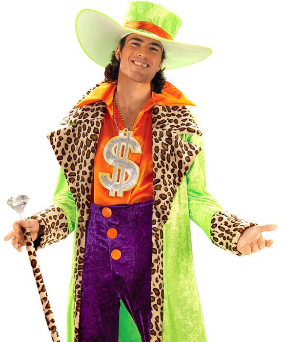 Green Mac Daddy Gangster Costume | Mens Plus Size Pimp Dress Up