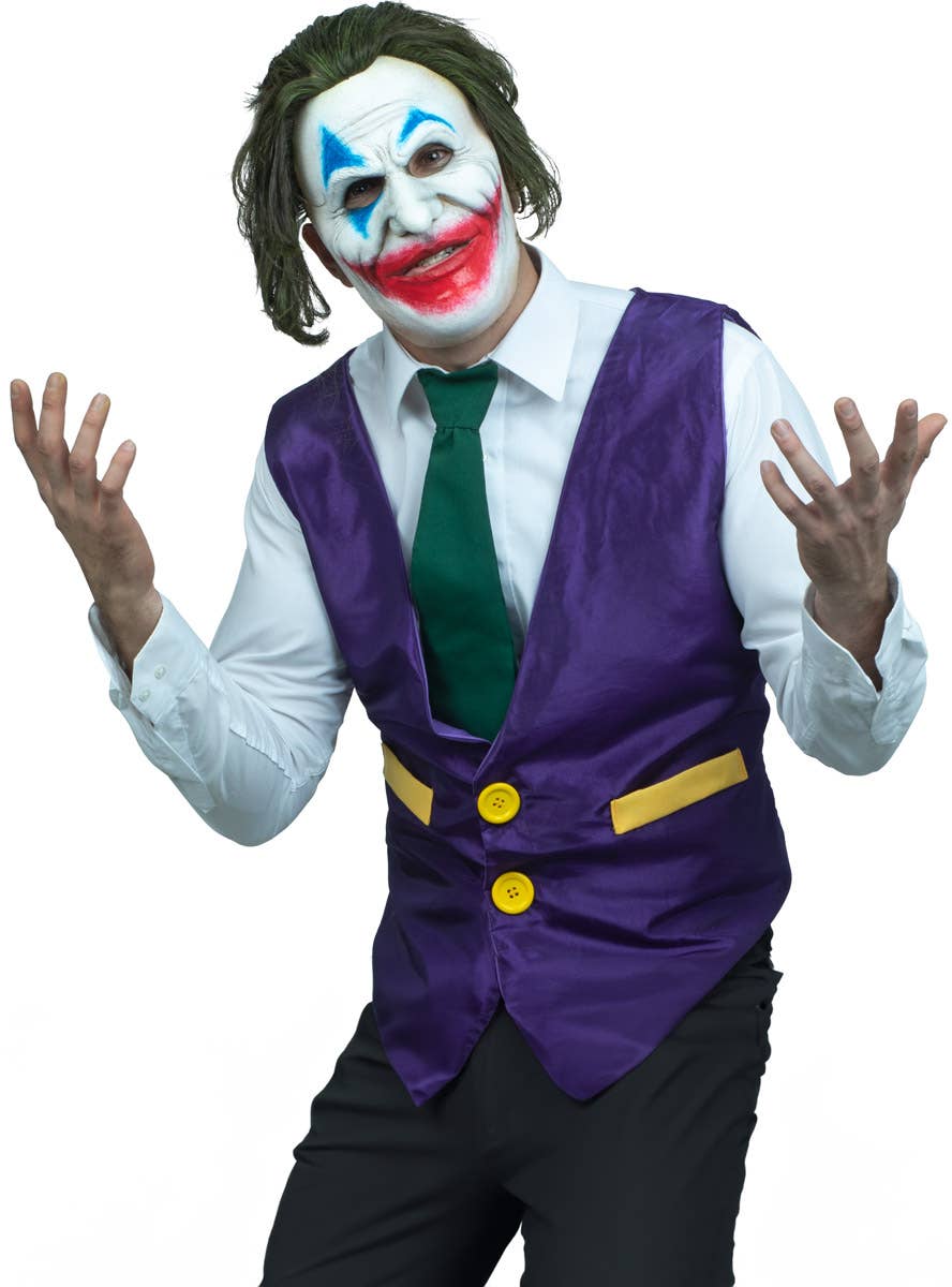 Mens Mr Smiley Clown Vest and Mask Costume
