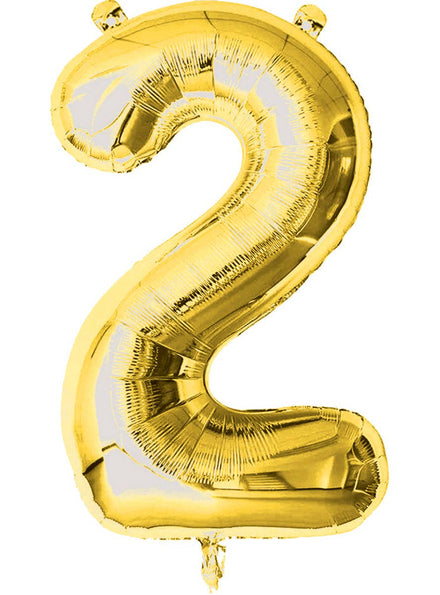 Number 2 Metallic Gold Balloon | Foil Number Balloon