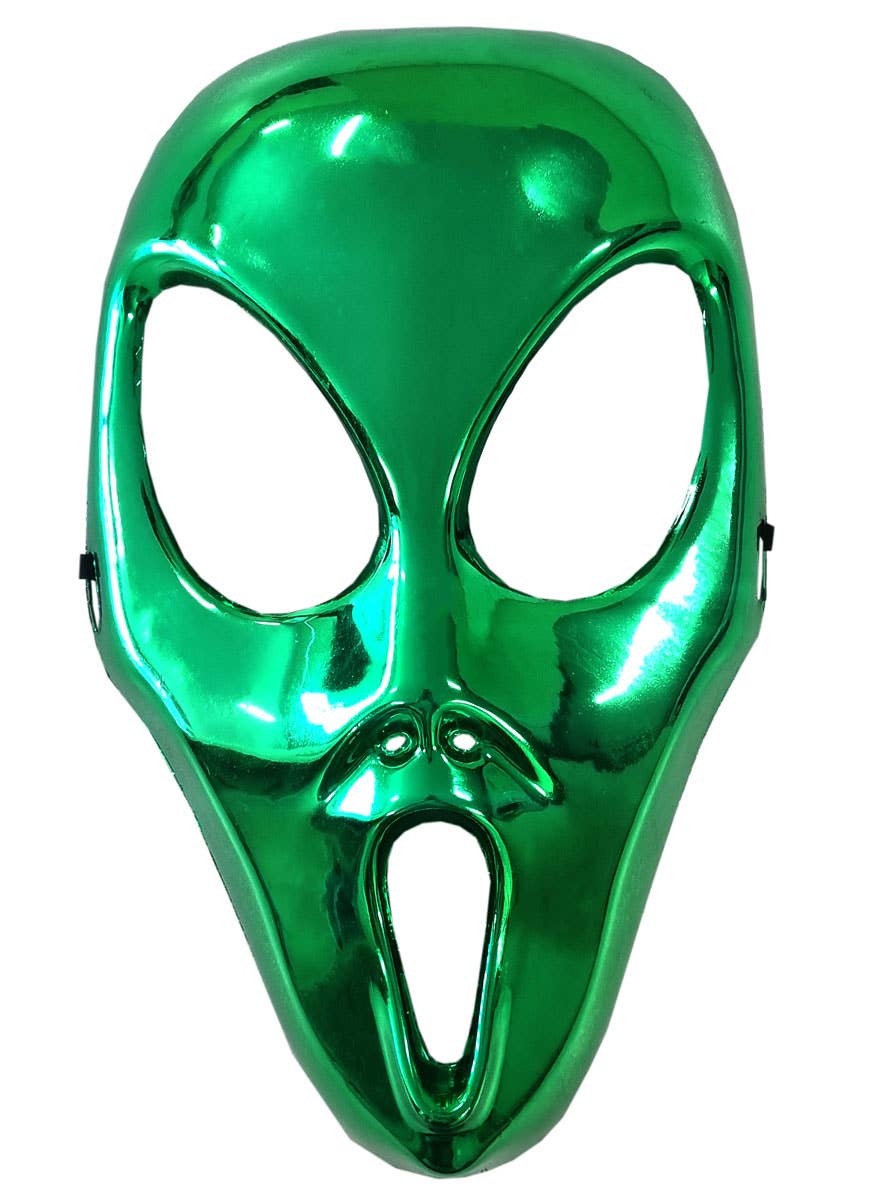 Metallic Green Alien Face Costume Mask | Heaven Costumes