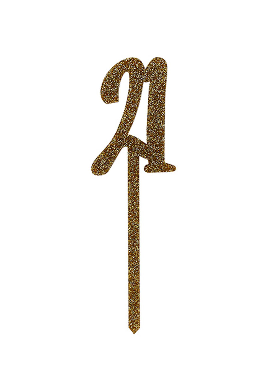 Gold Glitter Number 21 Cake Topper | Birthday Party Supplies