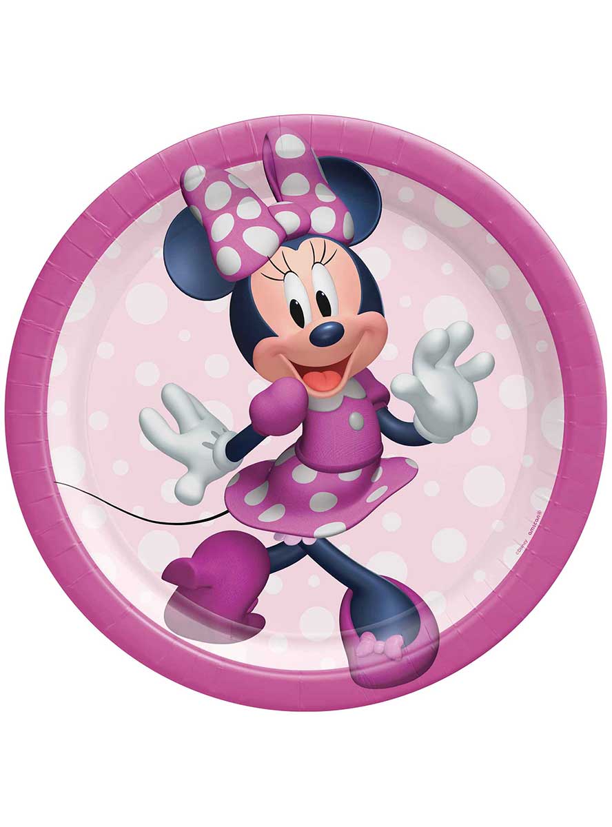17cm Pink Minnie Mouse Paper Plates 8 Pack | Party Supplies