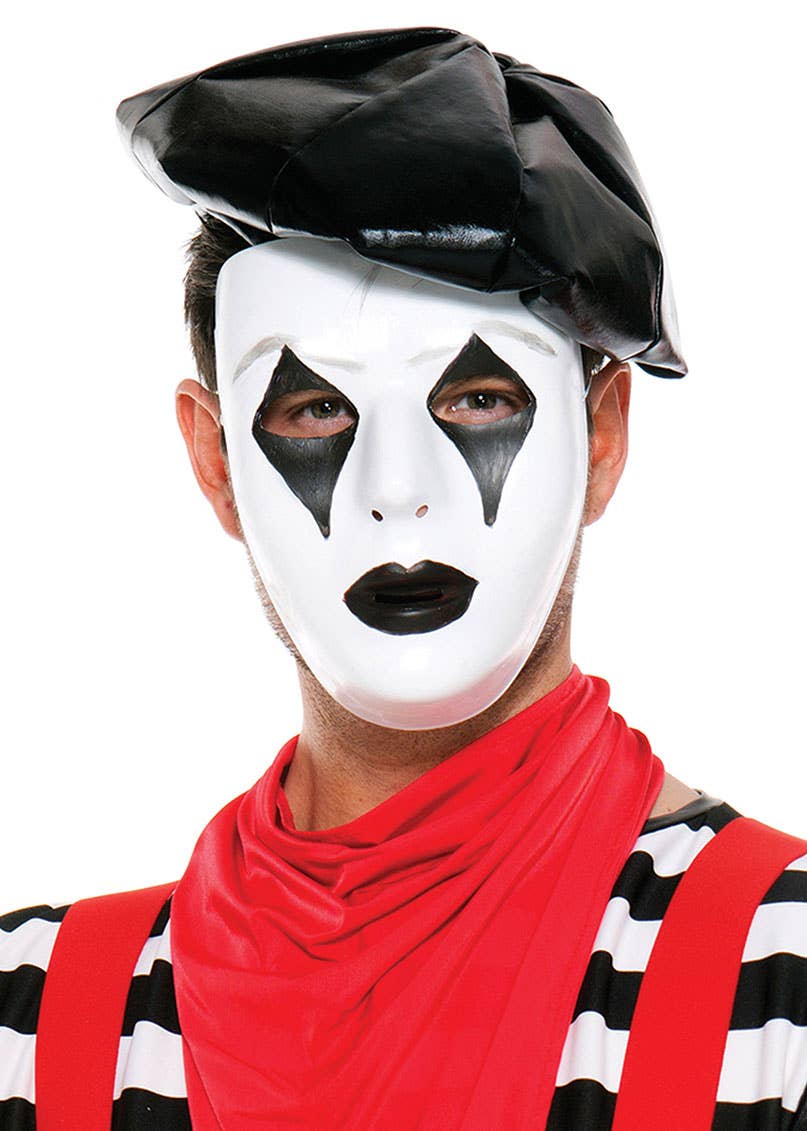 French Mime Costume Mask | Full Face Mime Mens Masquerade Mask