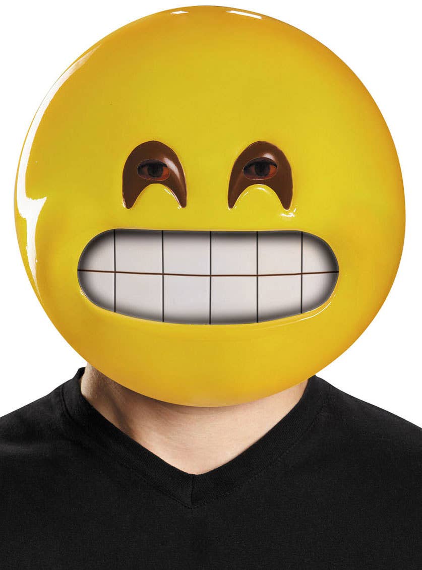 Grinning Emoji Adults Costume Mask | Funny Adults Grin Emoji Mask