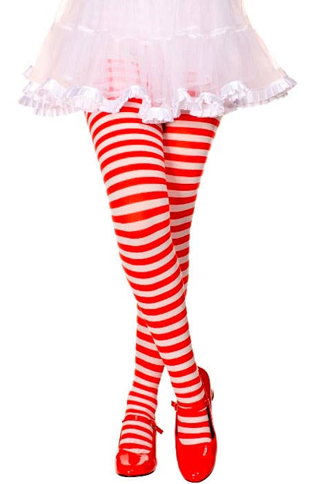 Girls Striped Tights in Red and White | Kids Stockings Australia