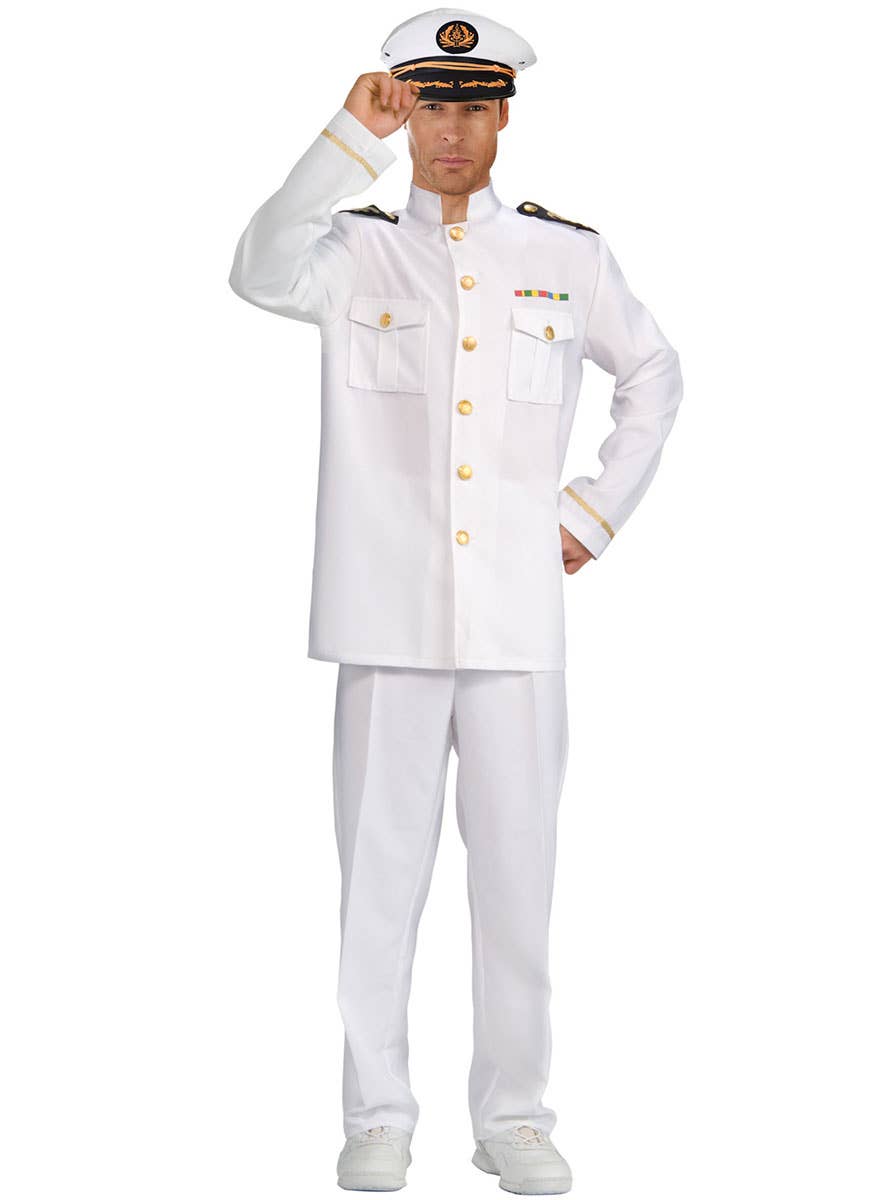 Mens White Naval Captain Uniform Costume
