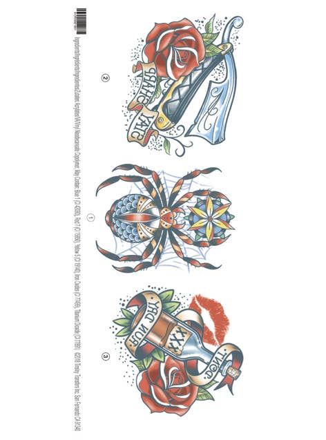 Colourful Spider Neck Fake Costume Tattoo