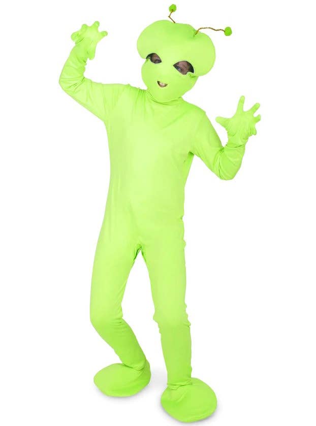 Boys Neon Green Space Alien Fancy Dress Costume