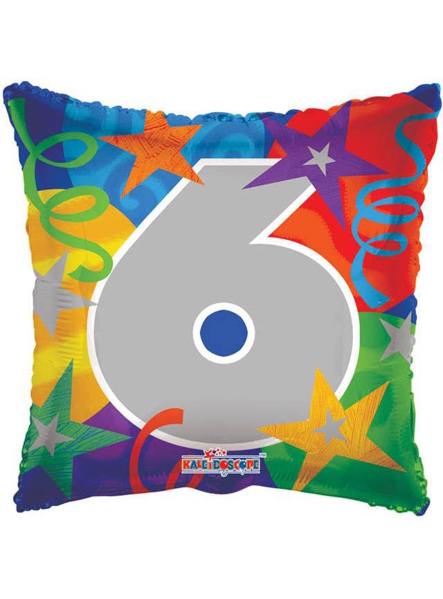 Multi Colour Number 6 Star Print Foil Balloon
