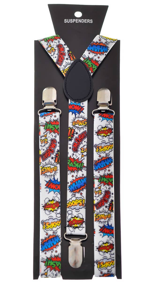 Fighting Quote Pop Art Costume Suspenders | Superhero Braces