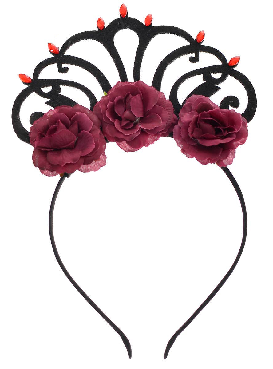 Black and Red Rose Costume Crown | Evil Queen Crown Headband