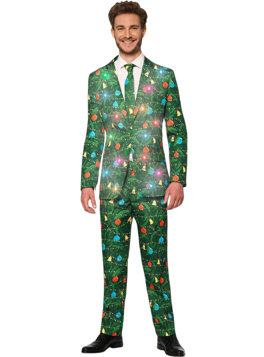 Green Christmas Tree Light Up Suit for Men | Mens Christmas Costume