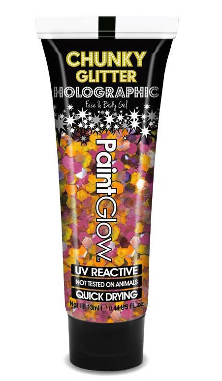 UV Reactive Rainbow Holographic Glitter Gel | Rave Glitter Makeup