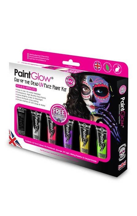 UV 6 Colour Face Paint Kit | Day of the Dead UV Reactive Makeup Kit