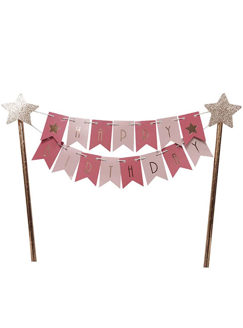 Pink with Gold Foil Birthday Cake Topper | Party Supplies