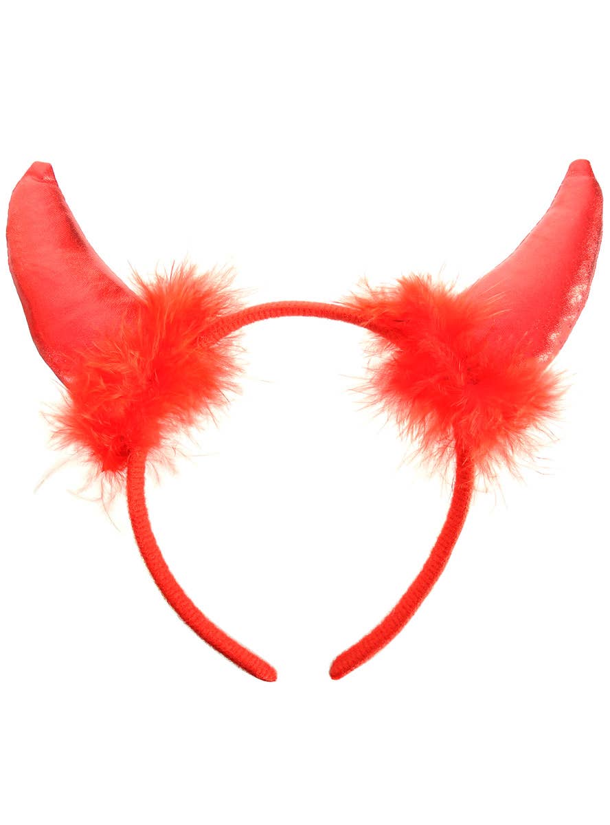 Fluffy Red Metallic Devil Horns Headband