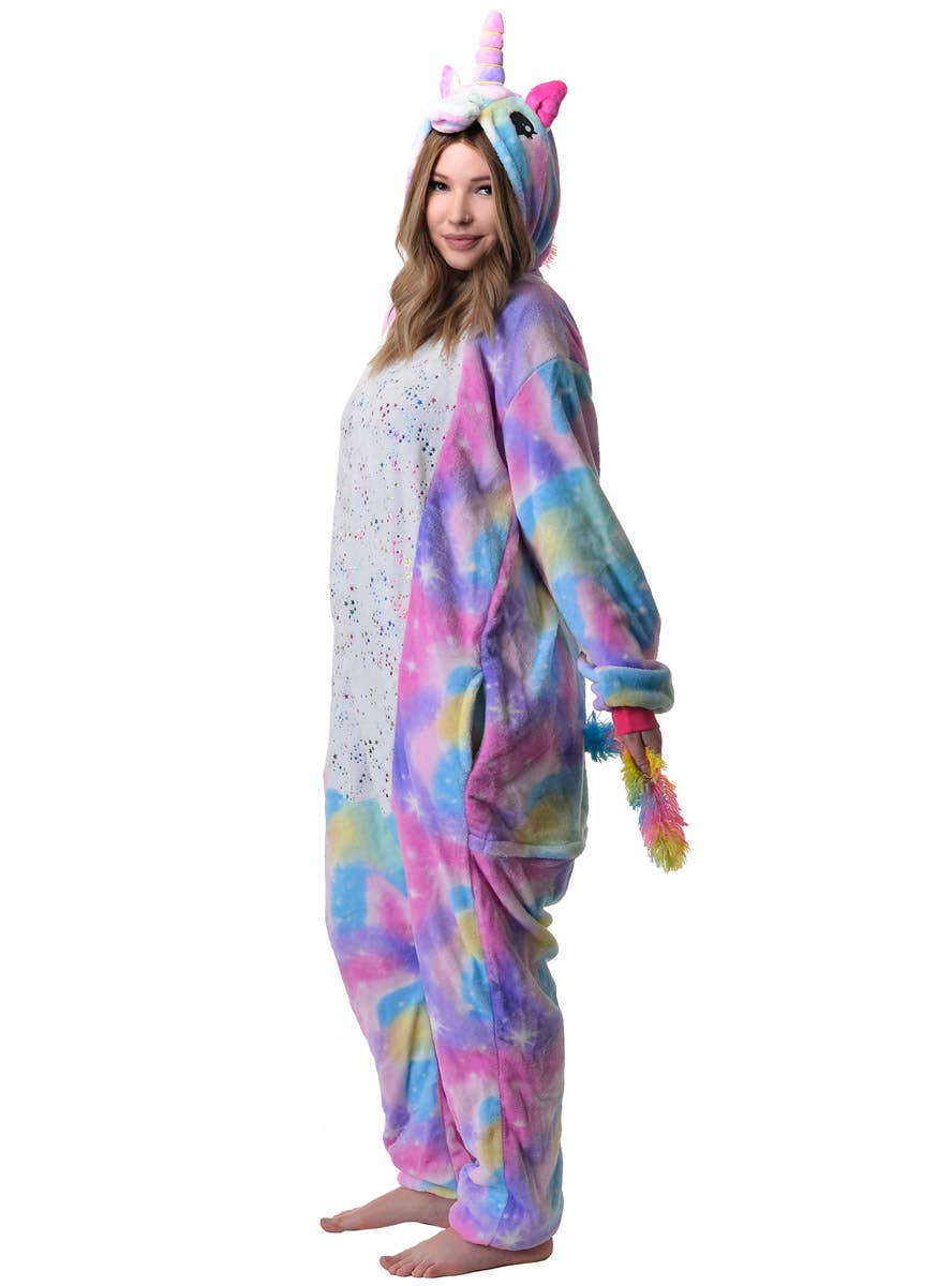 Adults Rainbow Star Print Unicorn Onesie Costume