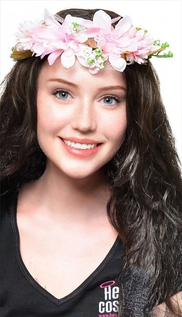 Pink Flower Head Garland | Womens Pink Flower Crown Accessory