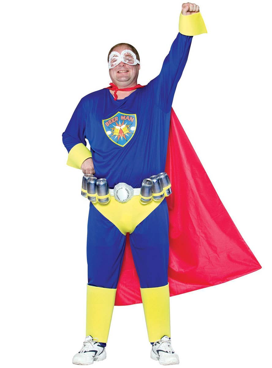 Super Beer Man Plus Size Costume | Mens Funny Superhero Costume