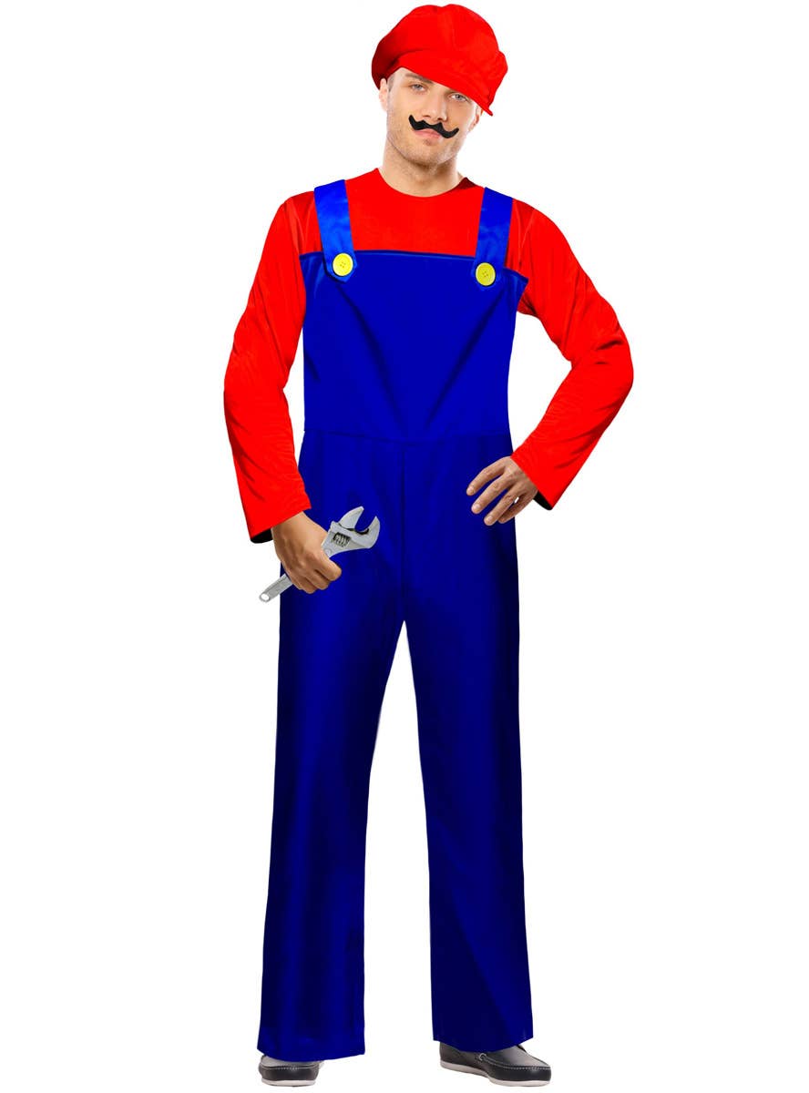 Mens Red Italian Plumber Gaming Costume
