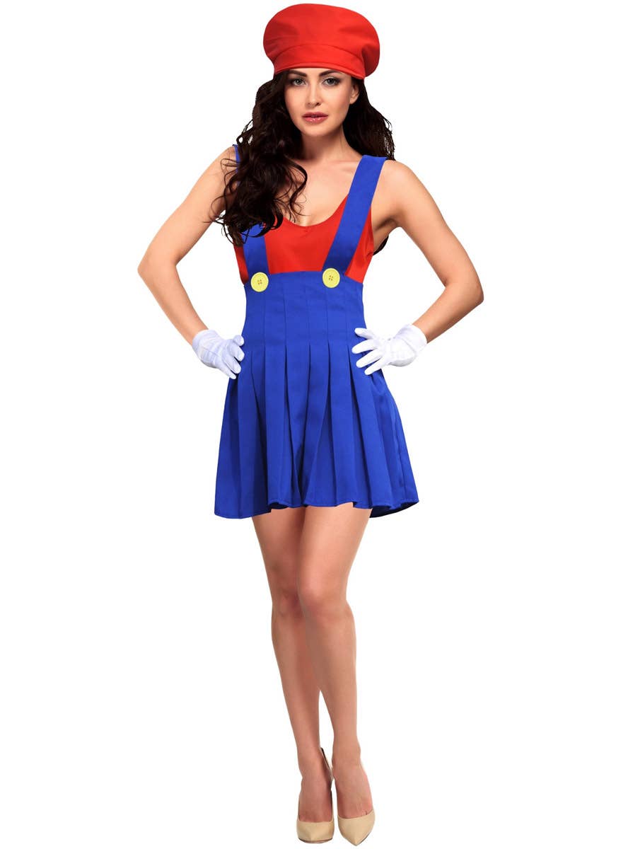Womens Red Italian Plumber Gaming Costume