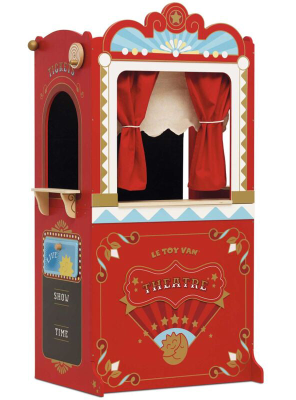 Retro Red Wooden Puppet Theatre | Kids Puppet Theatre