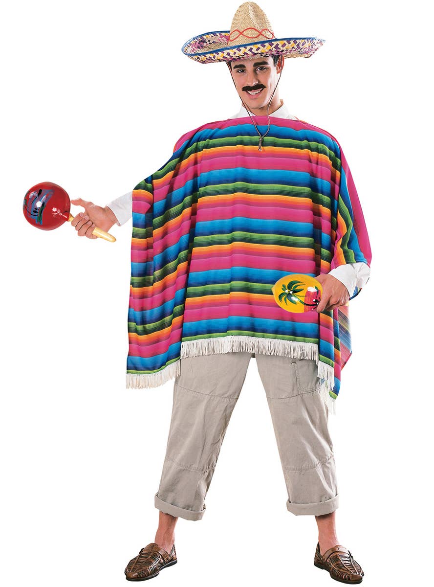 Adults Mexican Fancy Dress Costume | Poncho & Sombrero Costume