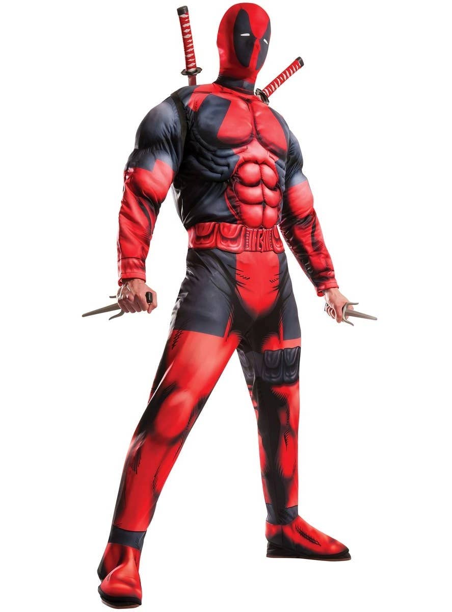 Officially Licensed Mens Plus Size Muscle Chest Deadpool Costume