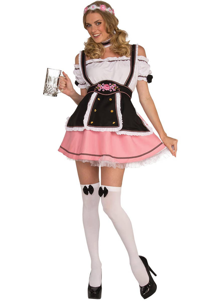 Pink German Fraulein Beer Babe Costume Womens Oktoberfest Costume