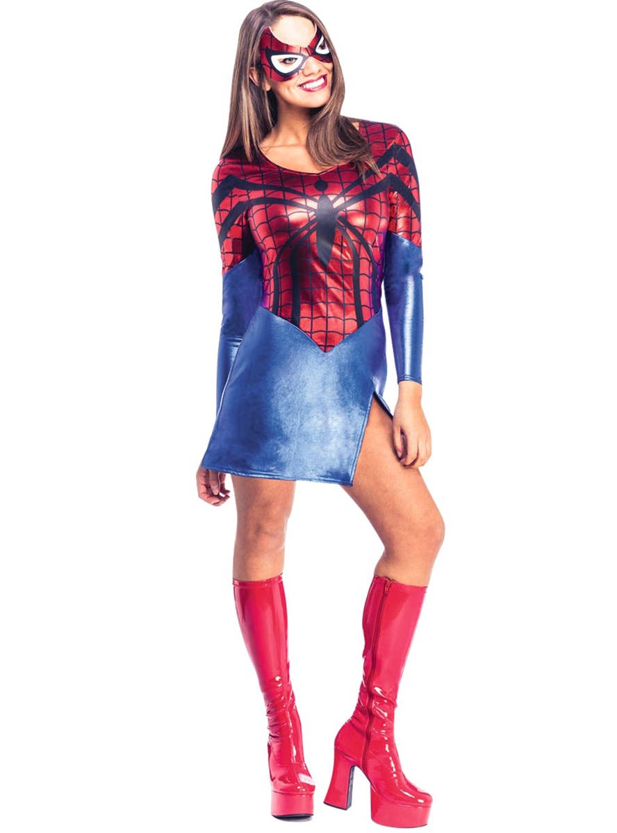 Metallic Blue and Red Spidergirl Costume | Womens Spiderman Costume