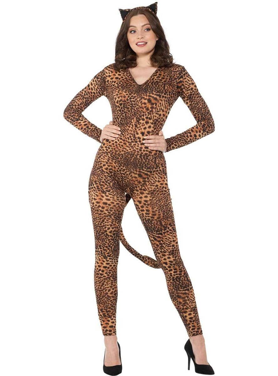 Womens Sexy Leopard Print Catsuit Costume